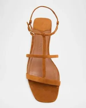 JIMMY CHOO Gwynn Flat Suede Sandals - Tan