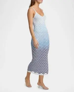 MILLY Mica Gradient Zigzag Midi Cover-up Dress