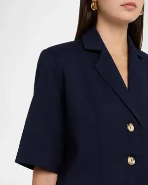 AKYN STUDIO Amelia Short-sleeve Blazer - Navy