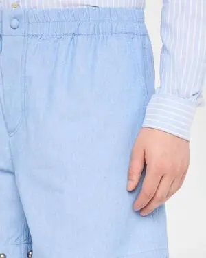 Valentino Garavani Apos;s Studded Chambray Stretch Shorts - Denim
