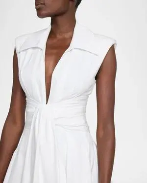 Balmain Sleeveless Cotton Flare Mini Shirtdress - Blanc