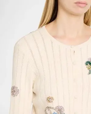 Cinq À Sept Allison Embellished Cardigan - Ivory/multi