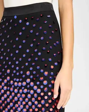 Christopher John Rogers Sequined Silk Chiffon Midi Pencil Skirt - Black