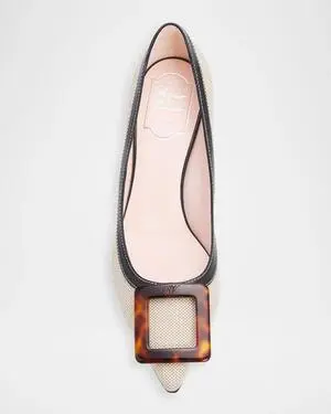 ROGER VIVIER 65mm Viv In The City Canvas And Leather Buckle Pumps - Neutral Pattern