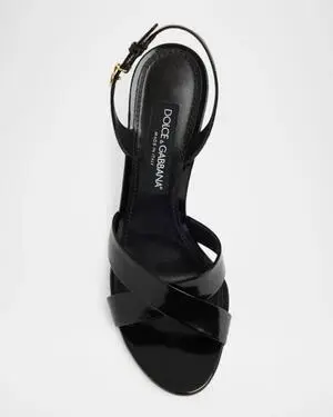 Dolce & Gabbana 105mm Patent Leather Crisscross Sandals