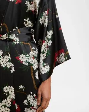 Olivia Von Halle Queenie René Floral-print Silk Robe
