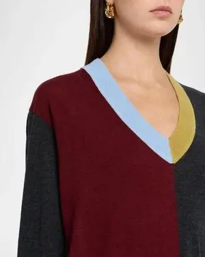 TOCCIN Sia Colorblock V-neck Sweater