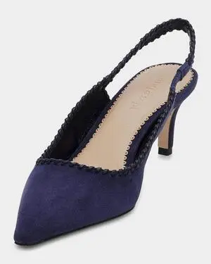 Cinq À Sept Sylvie 65mm Suede Slingback Pumps - Navy