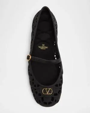 Valentino Garavani 5mm Vlogo Pvc Ballerina Flats - Nero