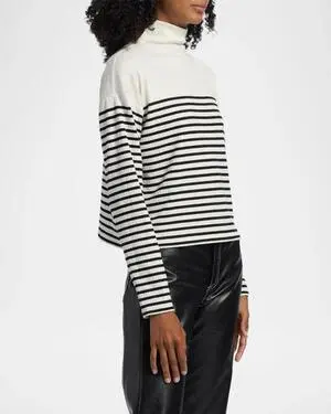 Rag & Bone The Knit Striped Turtleneck Long-sleeve Top