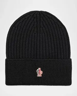 Moncler Apos;s Ribbed Virgin Wool Beanie - Multi