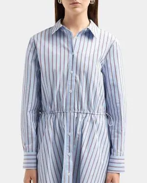 TOCCIN Kirby Long-sleeve Striped Poplin Mini Shirtdress