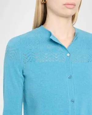 Ulla Johnson Cassia Pointelle Knit Crewneck Cardigan