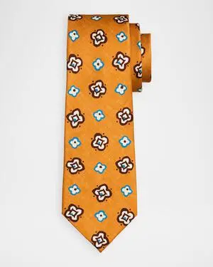 Kiton Apos;s Silk Abstract Floral 7-fold Tie - Multi