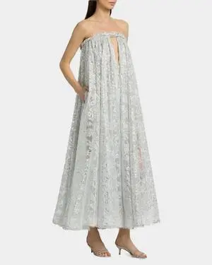 Zimmermann Carousel Metallic Lace Strapless Dress