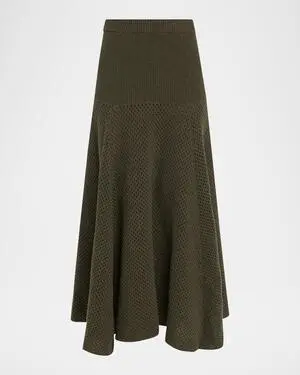 Ulla Johnson Lucia Wool Open Knit Midi Skirt