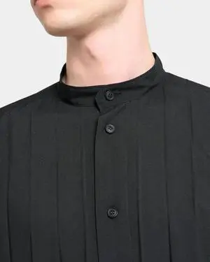 Issey Miyake Apos;s Edge Pleated Band-collar Shirt - Black
