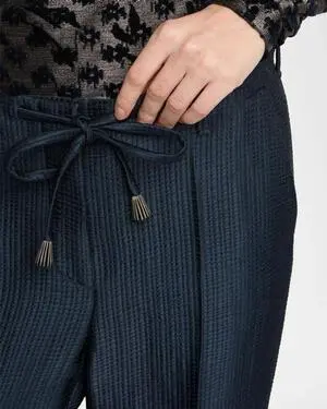Giorgio Armani Metallic Pleated Straight-leg Trousers - Solid Dark