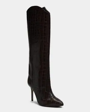 Schutz 90mm Maryana Croc-printed Leather Knee-high Boots
