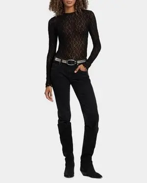 Isabel Marant Étoile Belja Metal-embellished Leather Belt Black/silv