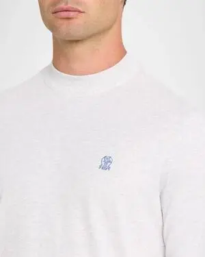 Brunello Cucinelli Apos;s Cotton Crest Mock Neck T-shirt - Cpp26 Pear