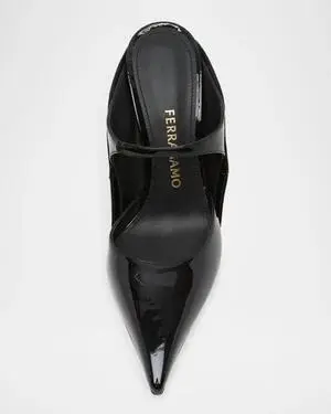 FERRAGAMO 95mm Jasir Patent Leather Mule Pumps