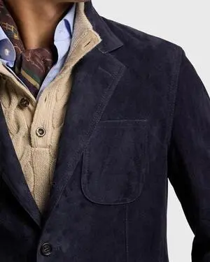 Ralph Lauren Purple Label Hand-tailored Suede Sport Coat - Navy