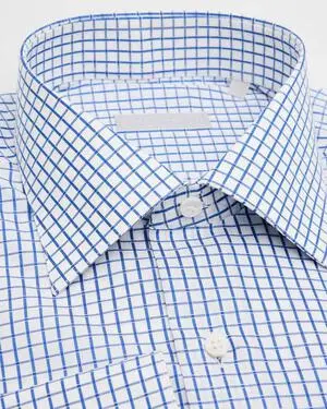 Stefano Ricci Apos;s Cotton Grid Check Jacquard Dress Shirt - Medium Blu