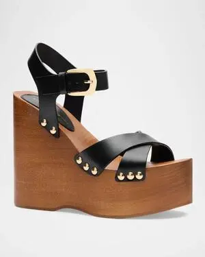 STUART WEITZMAN 135mm Kate Leather Clog Sandals