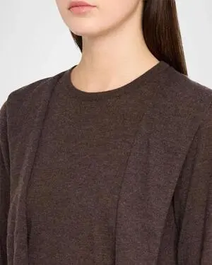 Autumn Cashmere Cashmere Draped Crewneck Sweater - Teak
