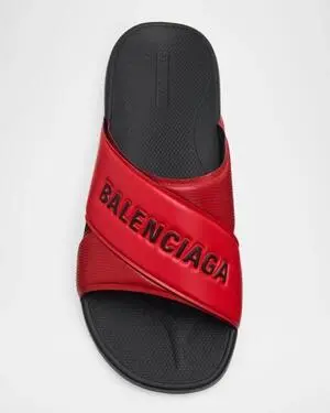 Balenciaga Apos;s Sporty Pool Slide Sandals - Noir Multi
