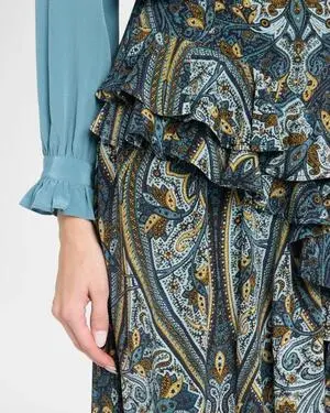 Ulla Johnson Riele Cascading Ruffle Skirt - Prussian