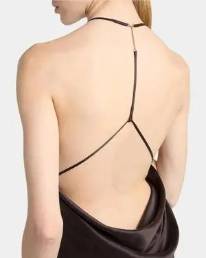 TOM FORD Draped Backless Satin Gown
