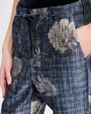 Giorgio Armani Cropped Floral Embroidered Trousers