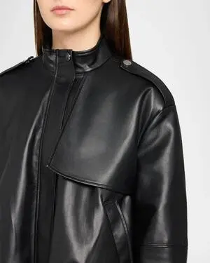 TOCCIN Alyssa Stand-collar Faux Leather Jacket