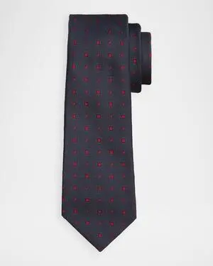 Kiton Apos;s Silk Micro-geometric 7-fold Tie - Multi