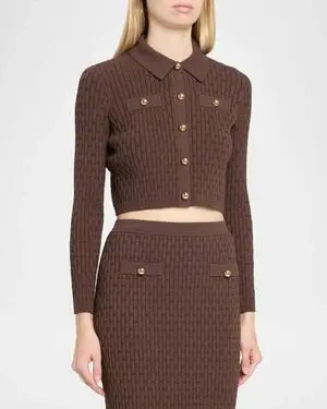 TOCCIN Posie Cropped Button-front Knit Cardigan