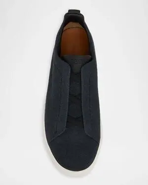 Zegna Apos;s Triple Stitch Osai Cashmere Low-top Sneakers - Nav