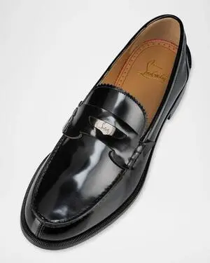 CHRISTIAN LOUBOUTIN Apos;s Abrasivato Leather Red-sole Penny Loafers - Black
