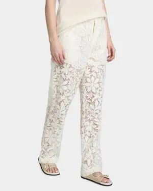 Simkhai Braylen Cotton Lace Carpenter Pants - White