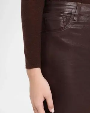 L & APOS;AGENCE Wanda High Rise Cropped Wide Coated Jeans - Dark Java
