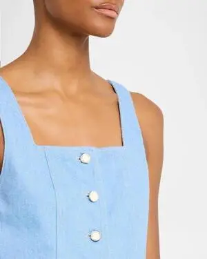 Veronica Beard Spensley Cropped Denim Vest - Bayside