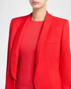 Giorgio Armani Virgin Wool Single-breasted Longline Blazer - Geranium