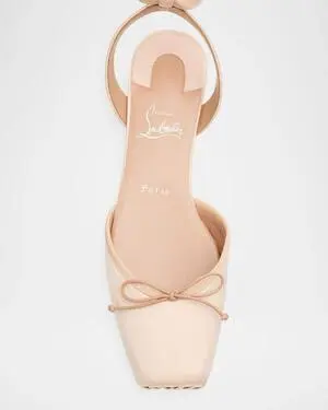 CHRISTIAN LOUBOUTIN Cassia Satin Lace-up Ballerina Flats - Blush