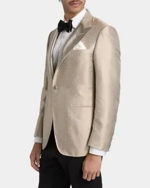 Canali Apos;s Silk Chevron Satin Peak Lapel Tuxedo Jacket - Copper