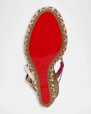 CHRISTIAN LOUBOUTIN 110mm Pyra Clou Satin Spike Wedge Sandals - Multi/lin