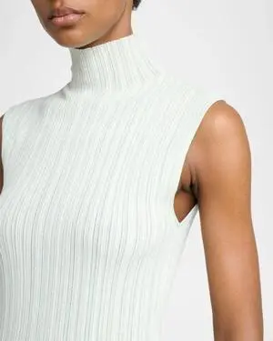 Proenza Schouler Federica Micro-pleated Knit Turtleneck Top - Mint