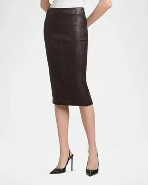 TOM FORD Leather Pencil Midi Skirt - Comboweng
