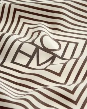 TOTEME Centered Monogram Silk Scarf - Macadamia