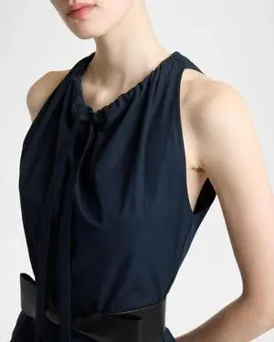 Givenchy Asymmetric Cotton Poplin Sleeveless Midi Dress